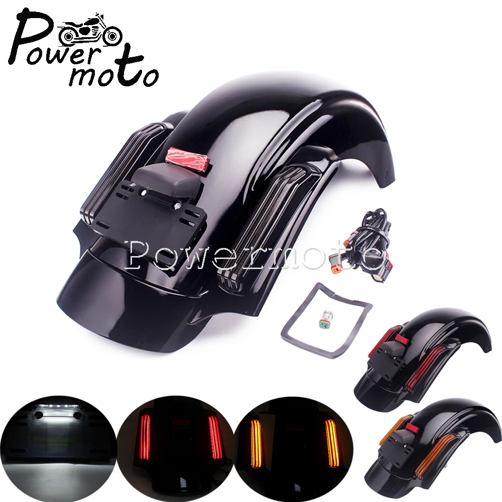 Motorcycle-Rear-Fender-Extension-Fascia-w-LED-Light-For-Harley-CVO ...