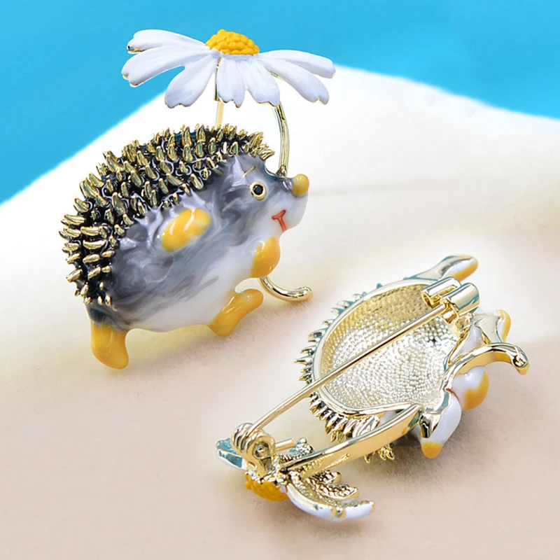 New-Cute-Hedgehog-Brooch-Lovely-Daisy-Flower-Hedgehog-Brooch-For-Women ...