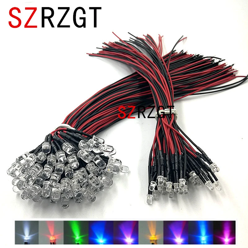 20pcs Lot 20cm Pre Wired 3mm 5mm Led Light Lamp Bulb Prewired Emitting ...