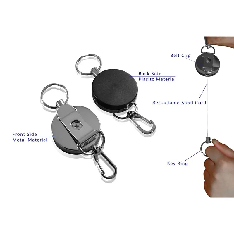 2Pcs Adjustable Elastic Keychains Resilience Steel Wire RopeKeyring ...