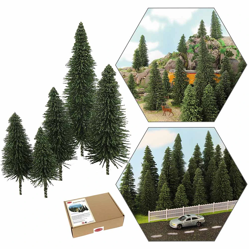 40pcs Model Pine Trees Deep Green Pines For Ho O N Z Scale Model ...