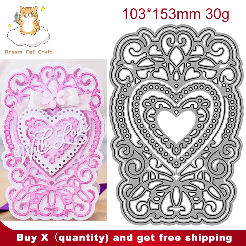 Lace Decadent Hearts Frame Scrapbook Die Metal Cutting Dies DIY Paper ...