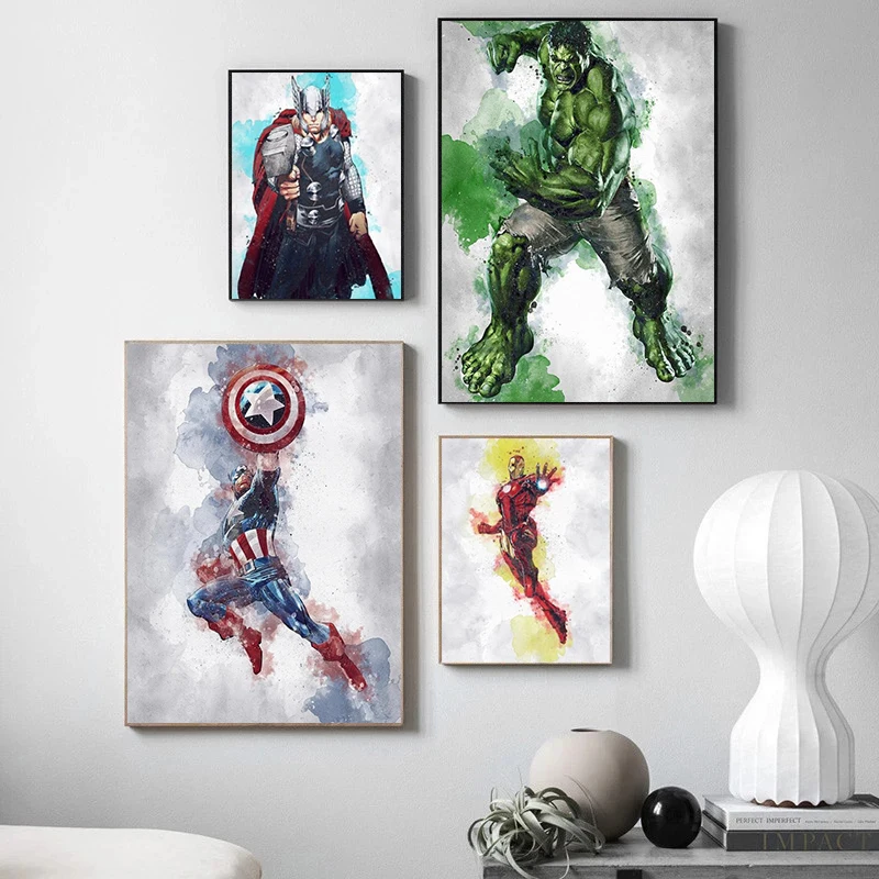 Art & Collectibles Painting Oil Superhero Canvas Avengers Print Captain ...