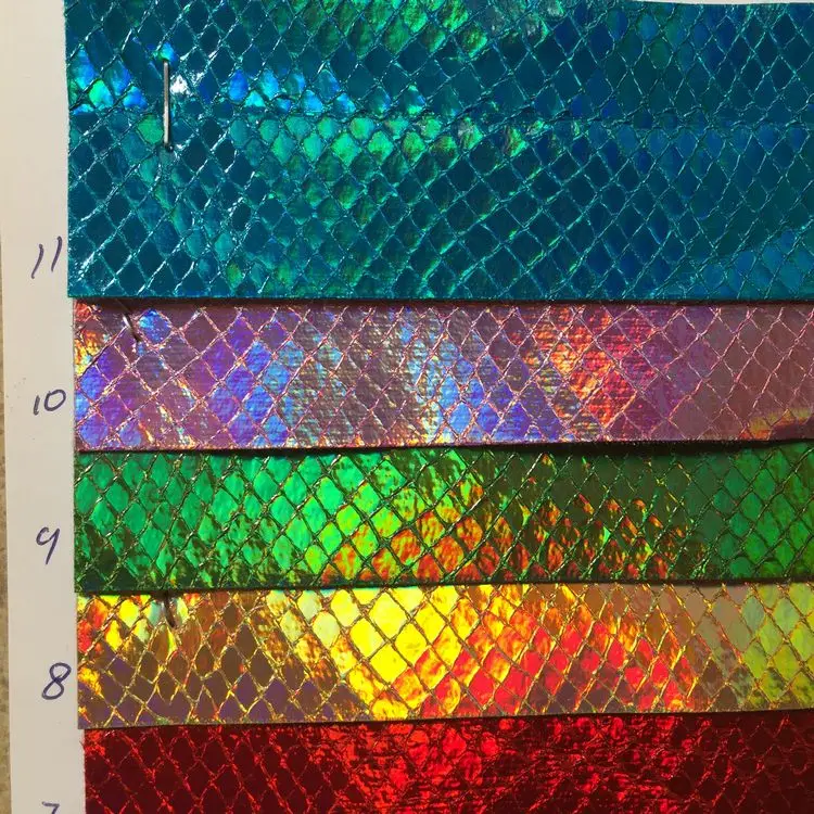 0.6mm Thickness Synthetic Leather Holographic Pu Glitter Small Snake ...