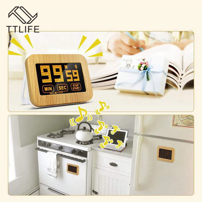 TTLIFE Touch Screen Luminous Kitchen Timer LCD Display Magnetic with ...