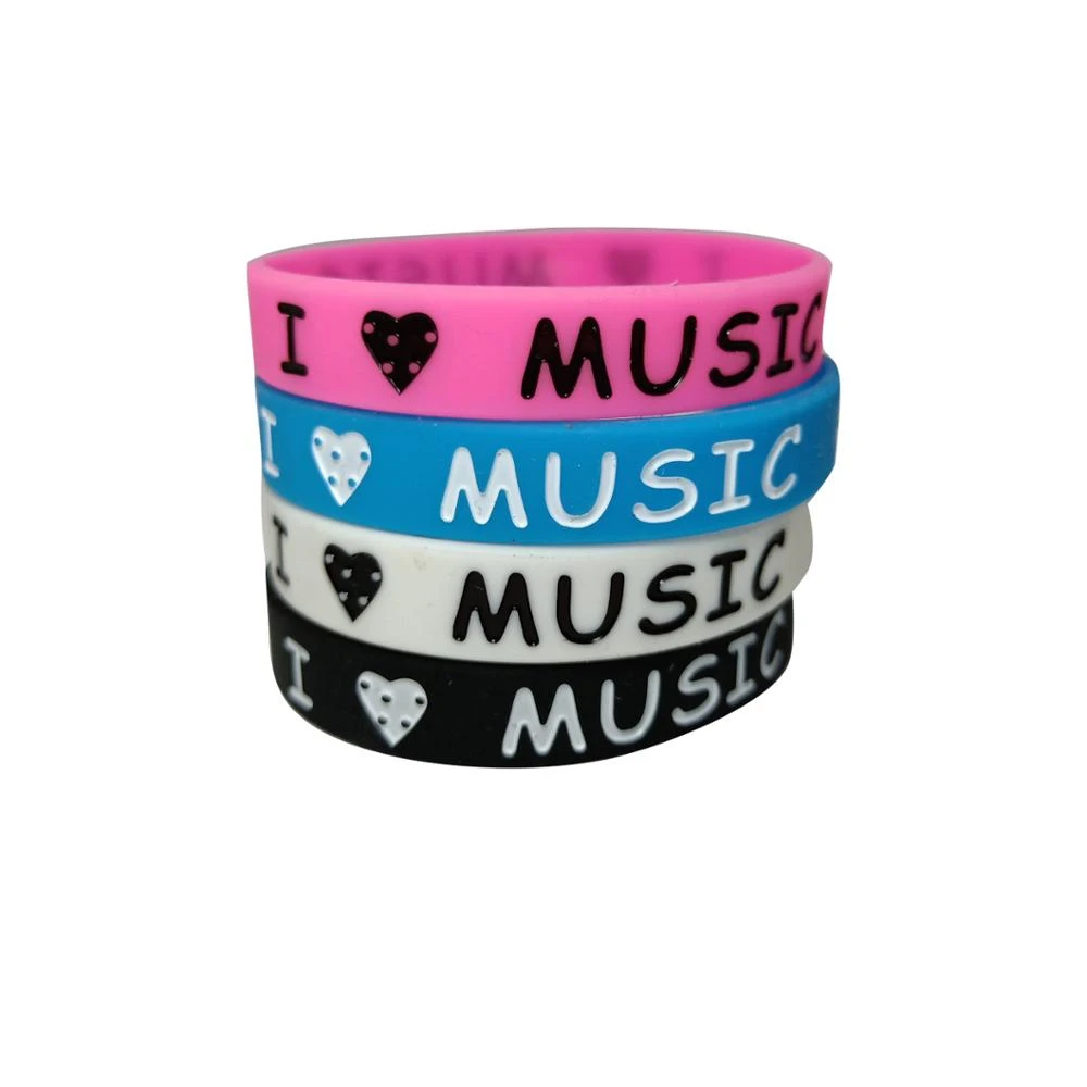 1PC New Design Ink Filled I love Music Silicone Wristband for Music ...