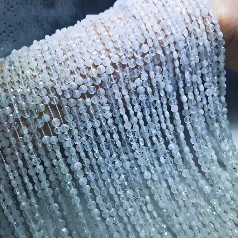 ICNWAY Natural 3x4mm White Moonstone Faceted Coin Gemstone Beads for ...