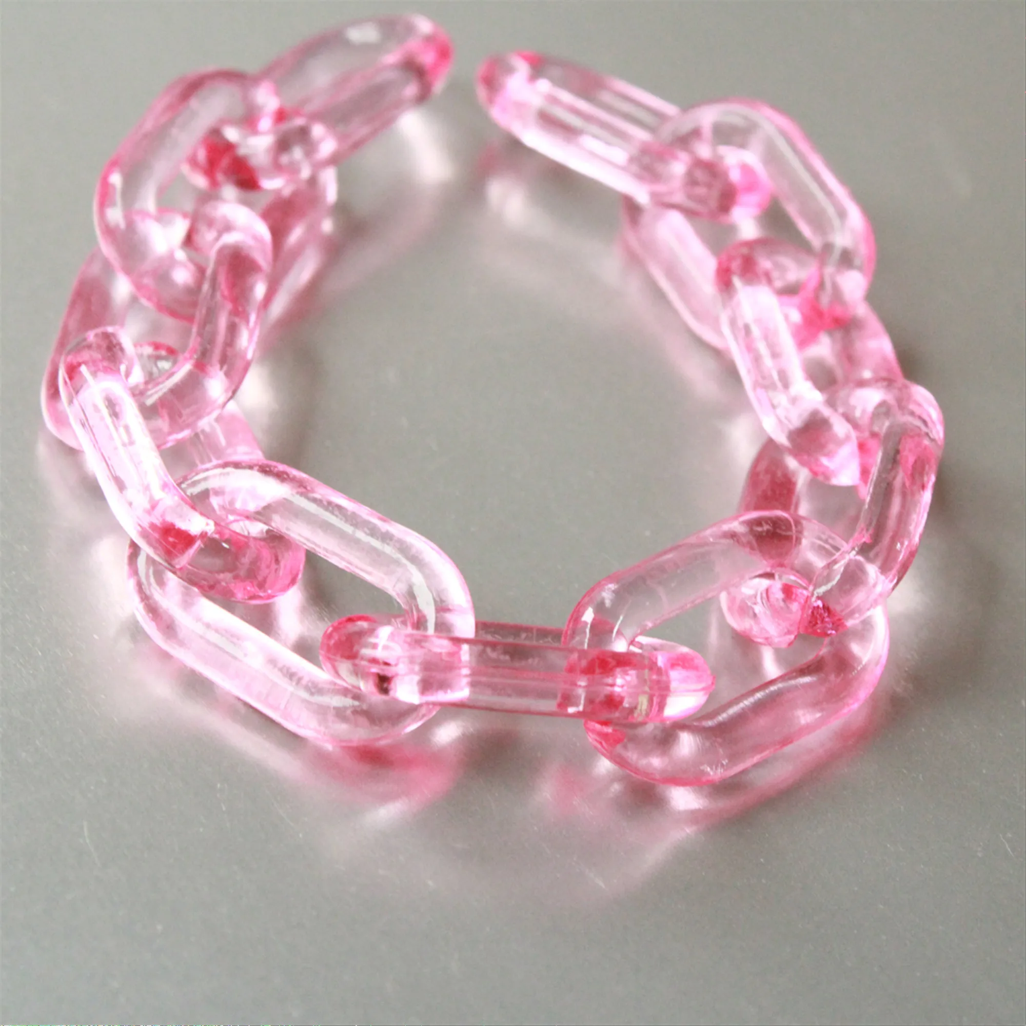 50pcs Clear Pink Acrylic Chunky Chain Links, Transparent Open Plastic ...