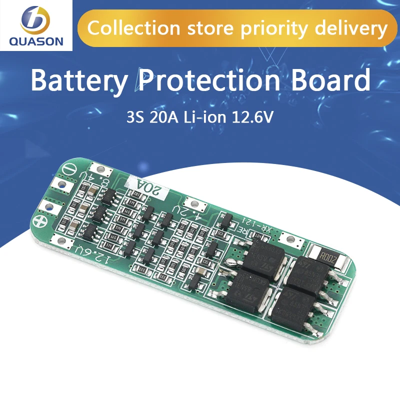 3S 20A Li ion Lithium Battery 18650 Charger PCB BMS Protection Board For Drill Motor 12.6V Lipo ...