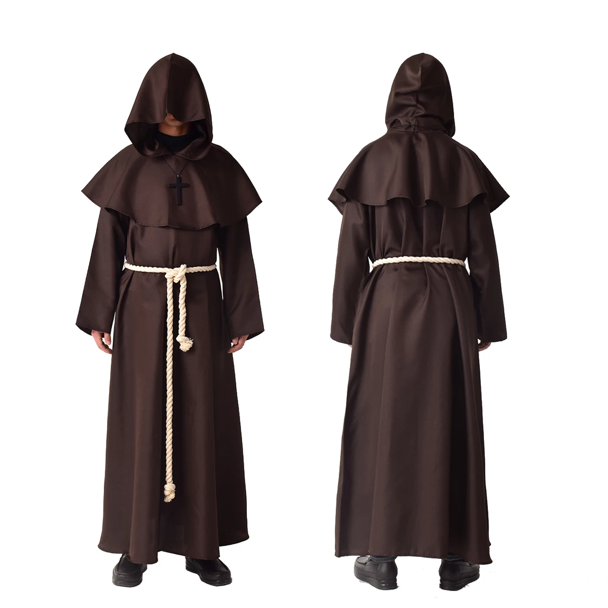 Priest Costume Men Clergy Clothes Male Halloween Cosplay Medieval Cowl ...
