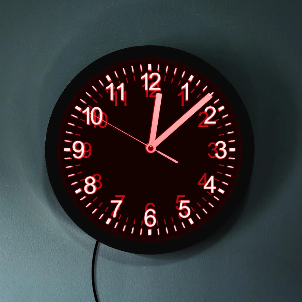 Reloj de pared moderno con luz LED de acrílico, mecanismo silencioso ...