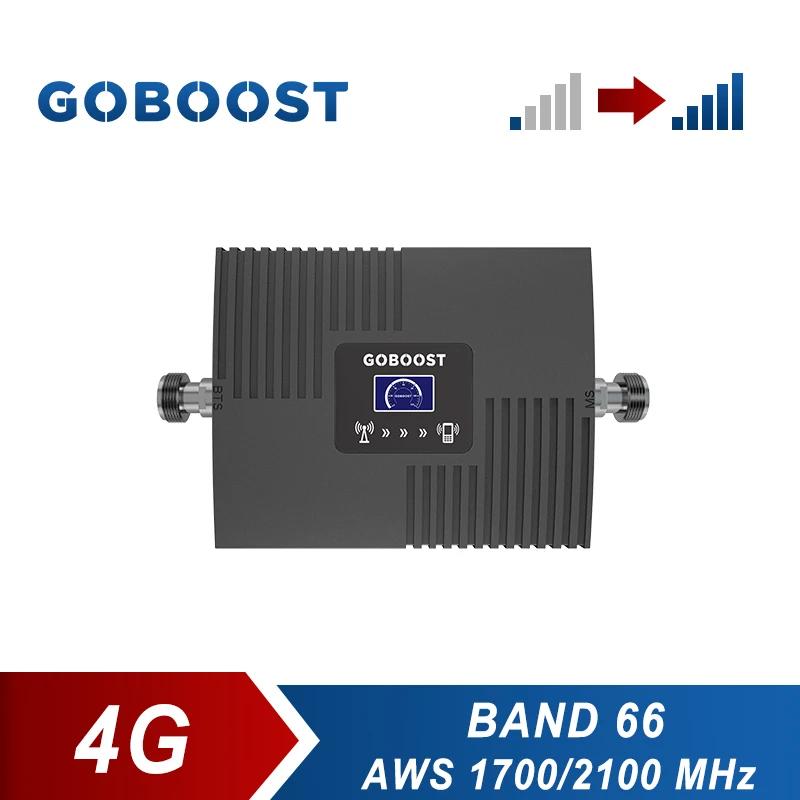 GOBOOST AWS Band 66 LTE 4G 신호 부스터 모바일 신호 증폭기 LCD 디스플레이 게인 65dB 리피터|신호 ...
