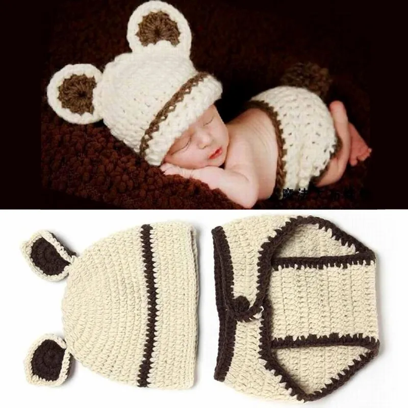Accesorios de fotografía para recién nacido, disfraz para niño y niña, bonito gorro de oso ...