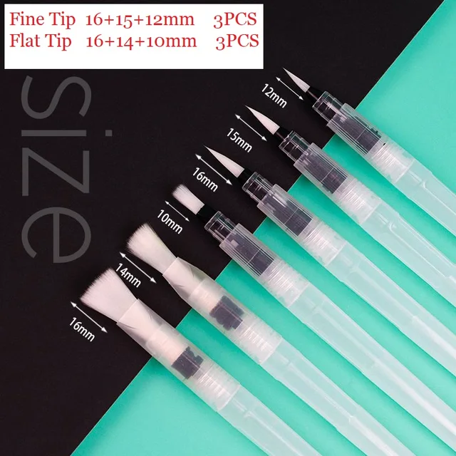 6 PCS Refillable Paint Brush Water Color Brush Soft Watercolor Brush ...