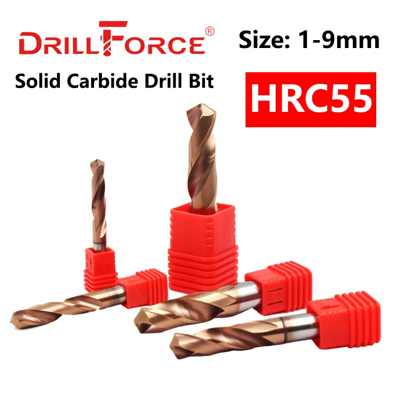 Drillforce 1PC Dia. 1.0-9.0mm HRC55 Solid Carbide Drill Bits Twist ...
