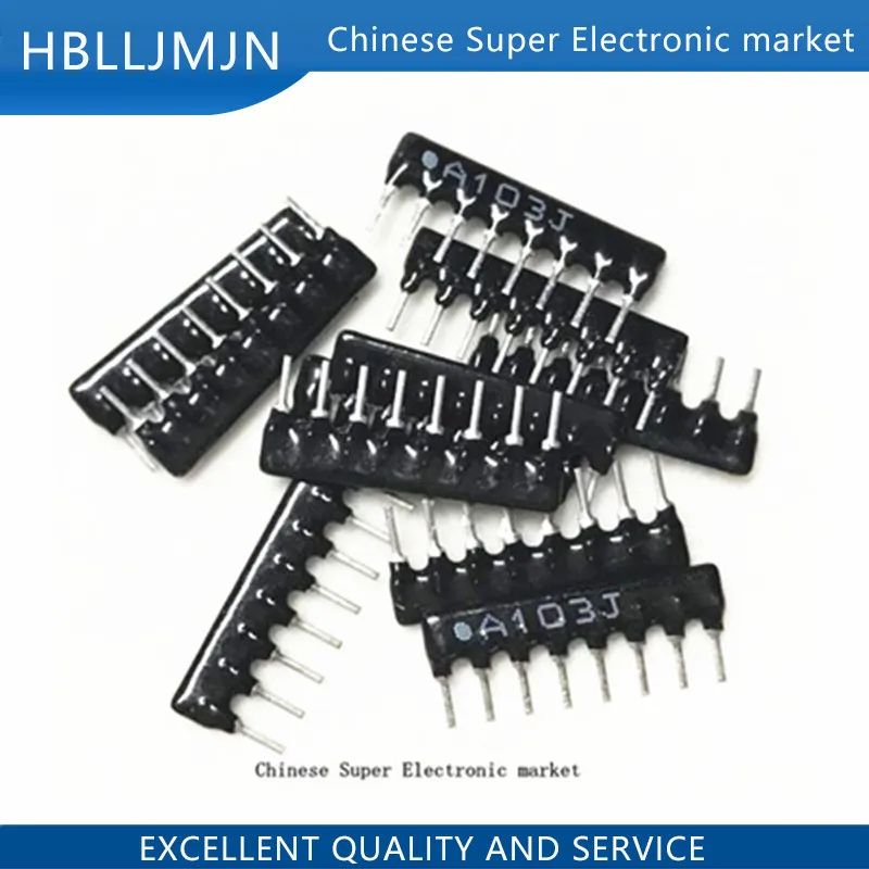 10PCS A08 103 SIP 8 10K Ohm 8 Commoned Resistor Network Array 8 PIN ...