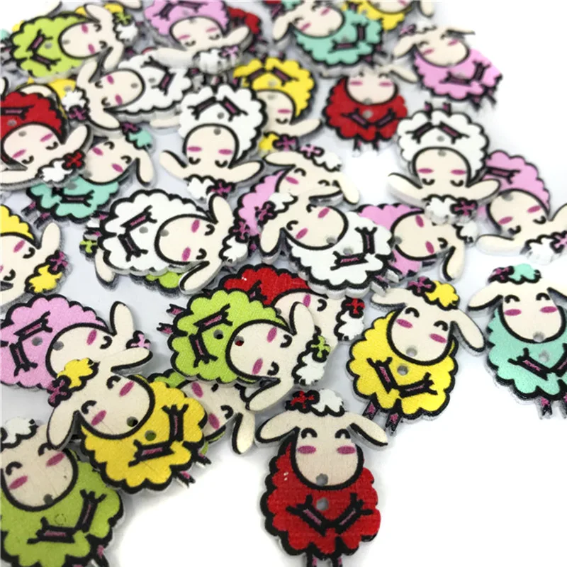 50pcs-Cute-Cartoon-Sheep-Design-Wooden-Buttons-for-Crafts-Sewing ...
