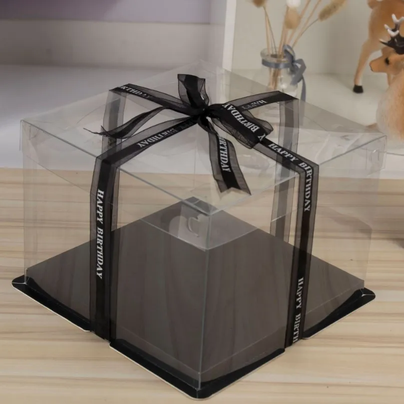 2pcs-Very-Easy-to-Fold-Clear-Lid-All-Transparent-Black-Square-Cake-Box ...