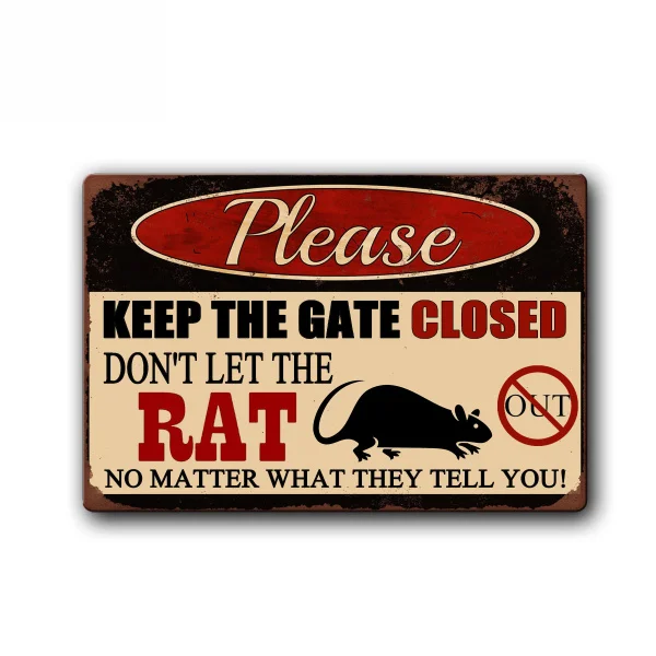 Letrero de estaño de Metal para mascotas, señal divertida de rata ...