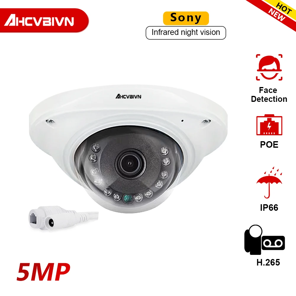 5MP POE IP Dome camera Outdoor waterproof Audio CCTV Security Video ...