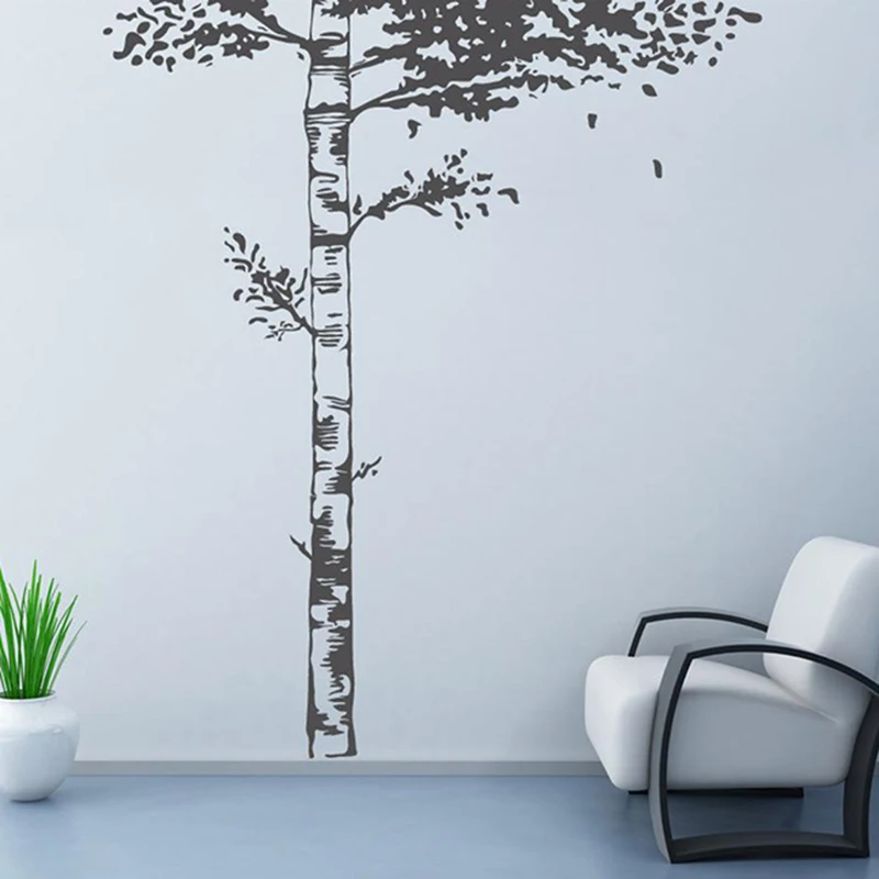 Large Realistic Birch Tree Leaf Wall Sticker Jungle Forest Tree Nature ...