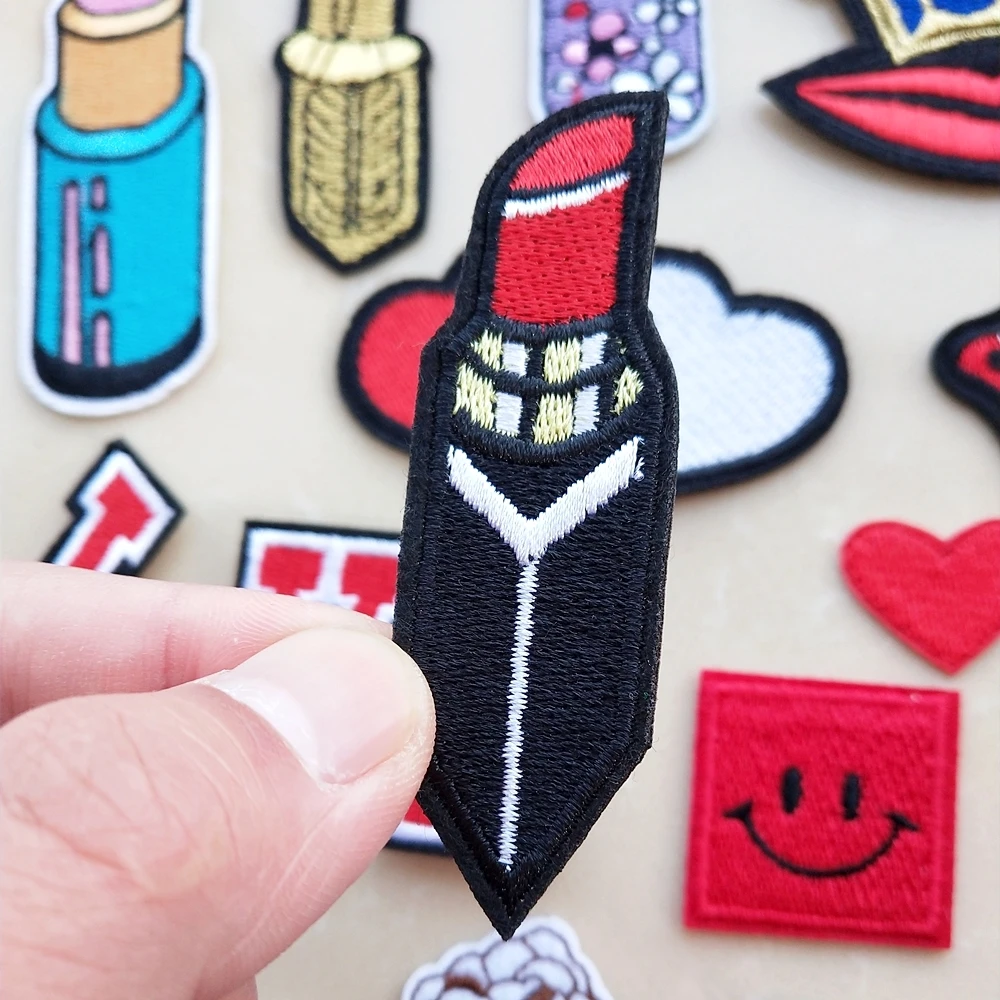 299 -Autocollants rouges à lèvres brodés à la mode,patchs pour ...