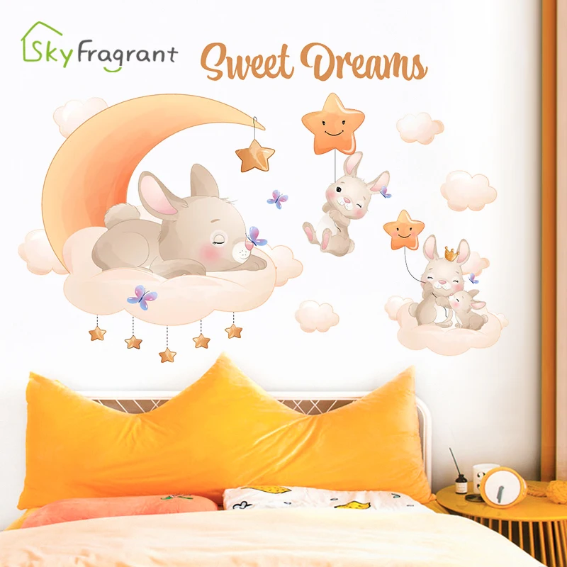 Creative-Cartoon-Cute-Rabbit-Animal-Wall-Stickers-For-Kids-Rooms-Baby ...