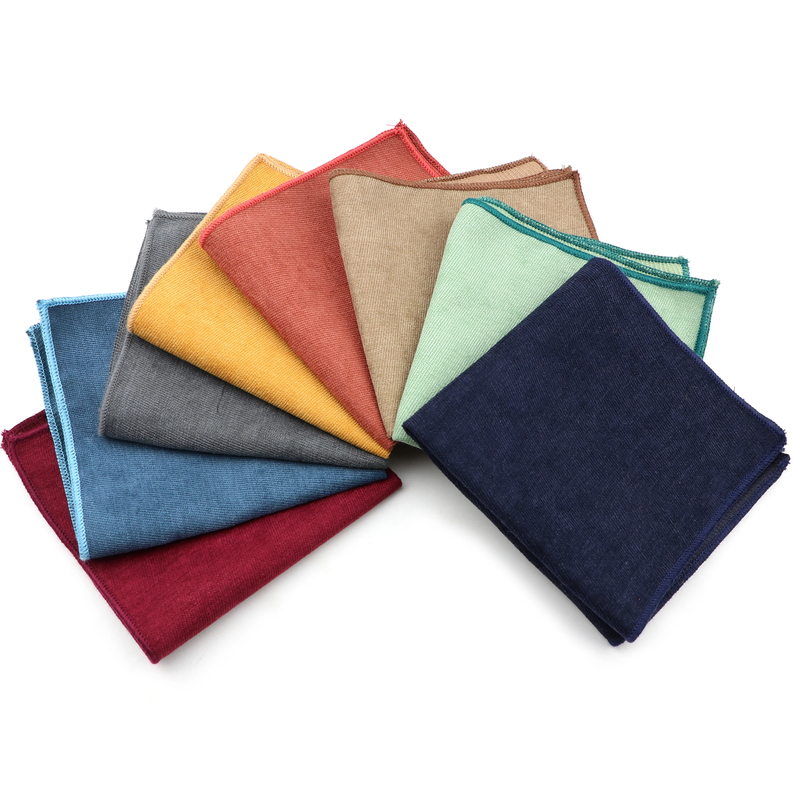 Colorful Solid Handkerchiefs Men's Candy Color Vintage Soft Downy Suede ...