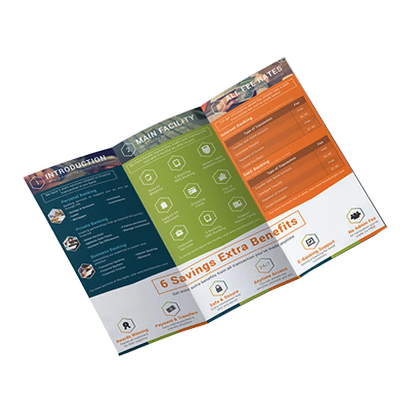Custom printed paper folding brochure holder corporate leaflet booklet ...