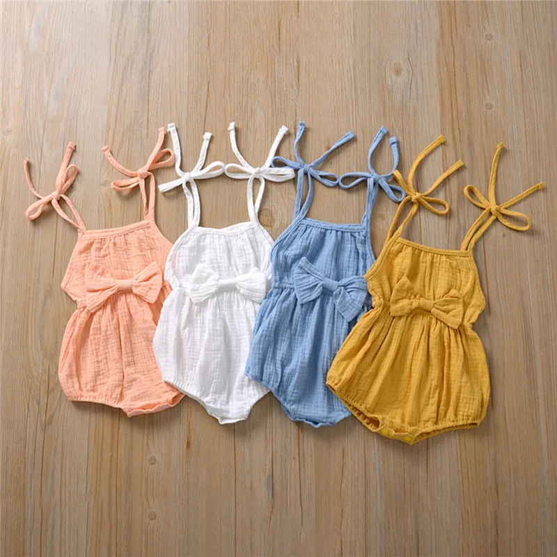 Baby Girls Romper Summer Infant Newborn Sleeveless Girls Solid One ...