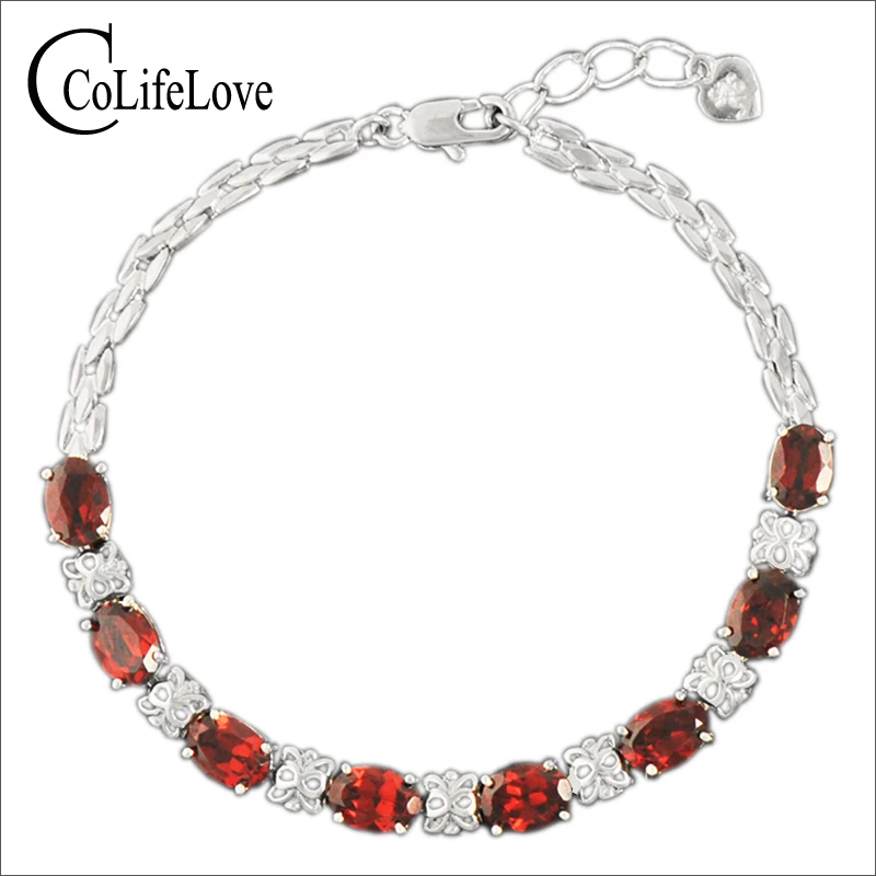 Luxurious-Silver-Garnet-Bracelet-6-Ct-Natural-Garnet-Gemstone-925-Solid ...