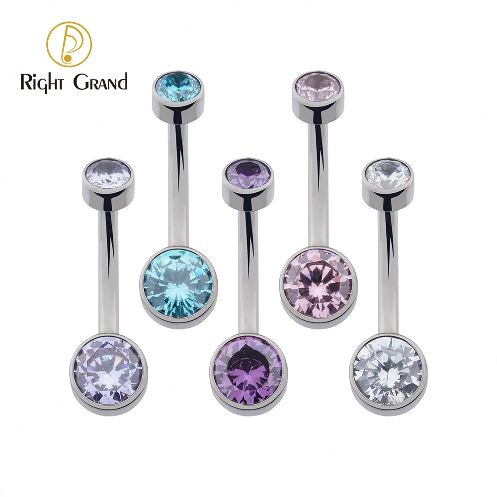 Right-Grand-ASTM-F136-Titanium-Belly-Button-Clear-Zircon-Bezel-Piercing ...