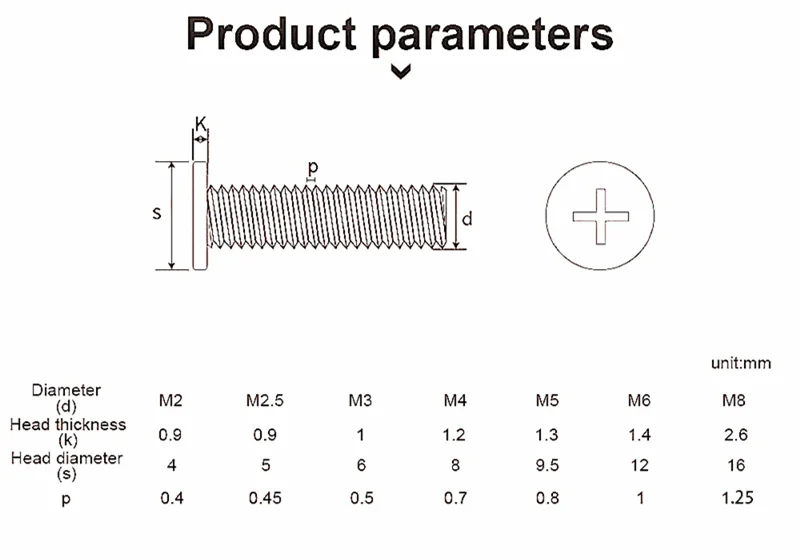M2(50PCS)-3mm -Vis à tête fine en acier inoxydable, 5 à 100 pièces, M1.4 m1. 6m2 m2 m2. 5 M3 M4 ...