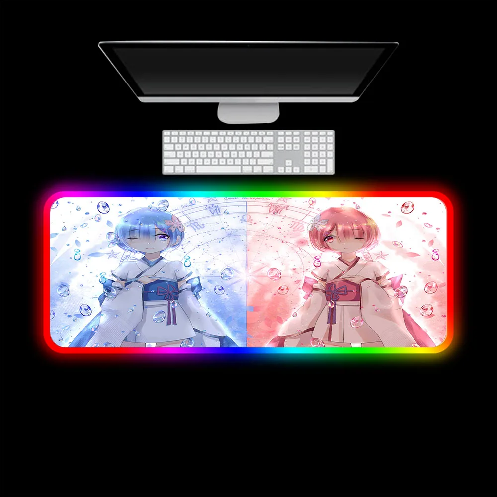 Mairuige Rem Re Zero Anime Girl RGB Gaming Mouse Pad Gamer Computer LED ...