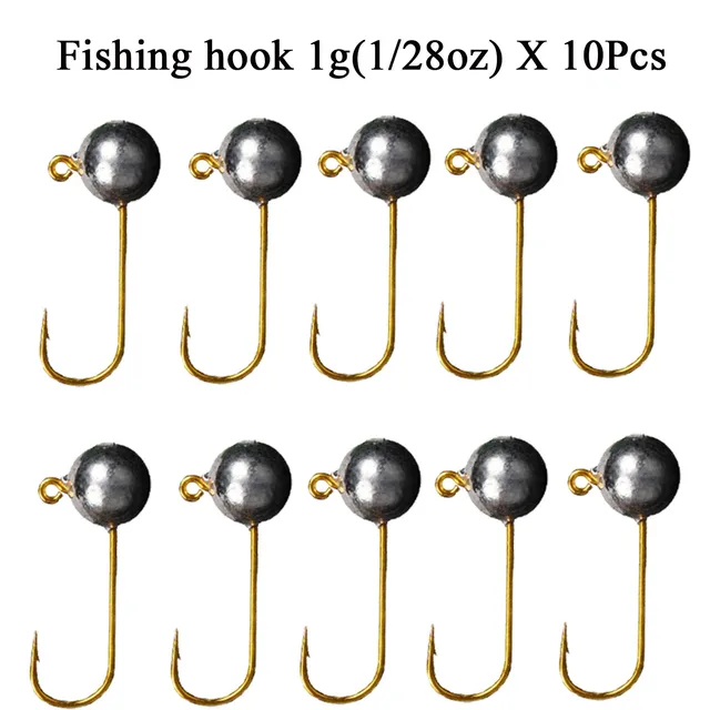 10pcs/lot Micro Jig Head Fishing Hook 1g-5g Ice Fishing Hook Mini Crank ...