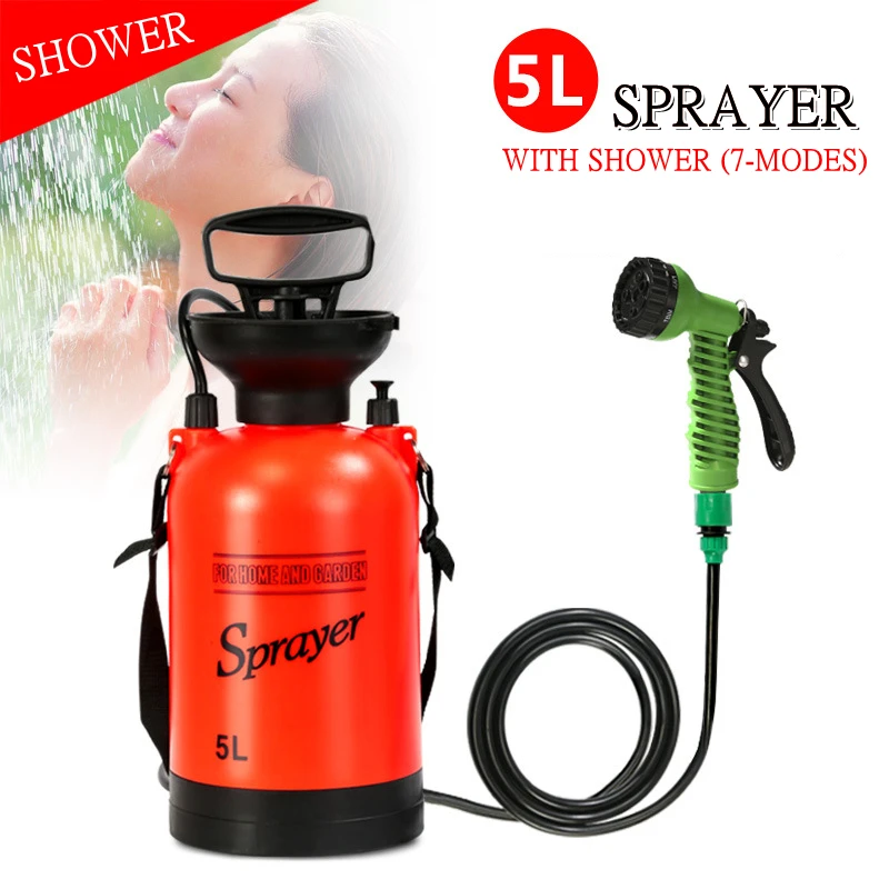 5L Hand Pressure Knapsack Sprayer with Shower Head, Air Compression ...