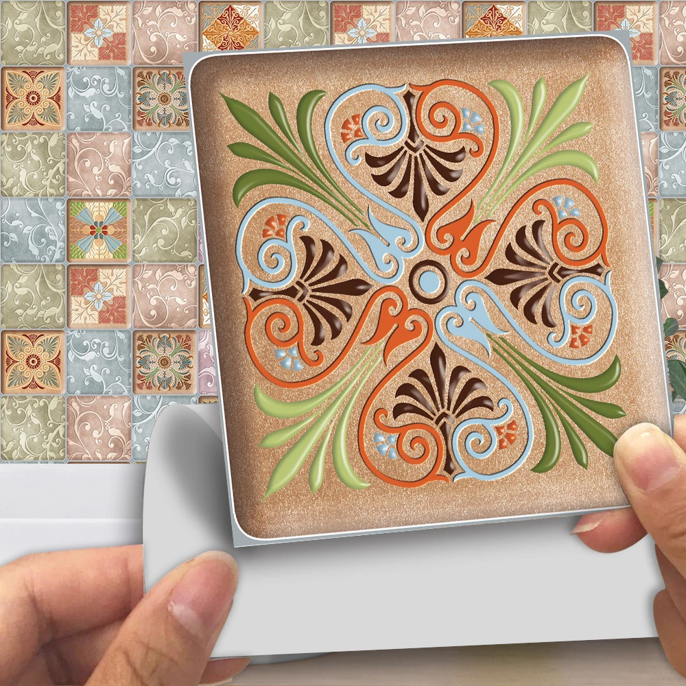 16pcs/set Colorful Flowers Pattern Hard Tiles Floor Wall Sticker ...