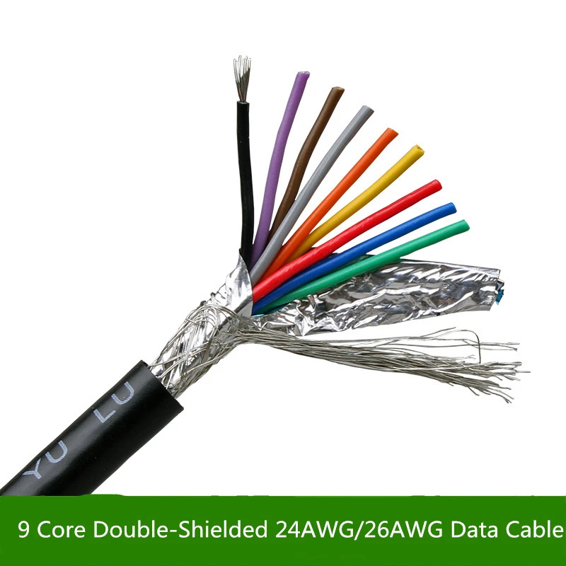 1 Meter 9 Core Shielded Wire Black 24awg/26awg Pure Copper Channel ...