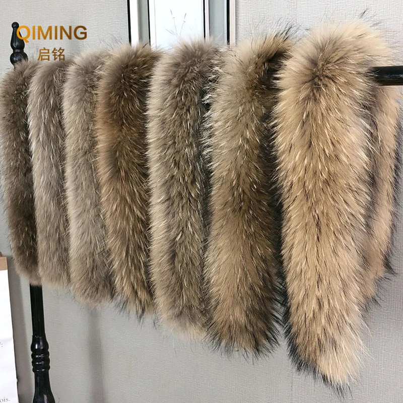 Winter-Real-Fur-Collar-Raccoon-Luxery-Scarf-Furry-Neck-Warmer-Women-Men ...