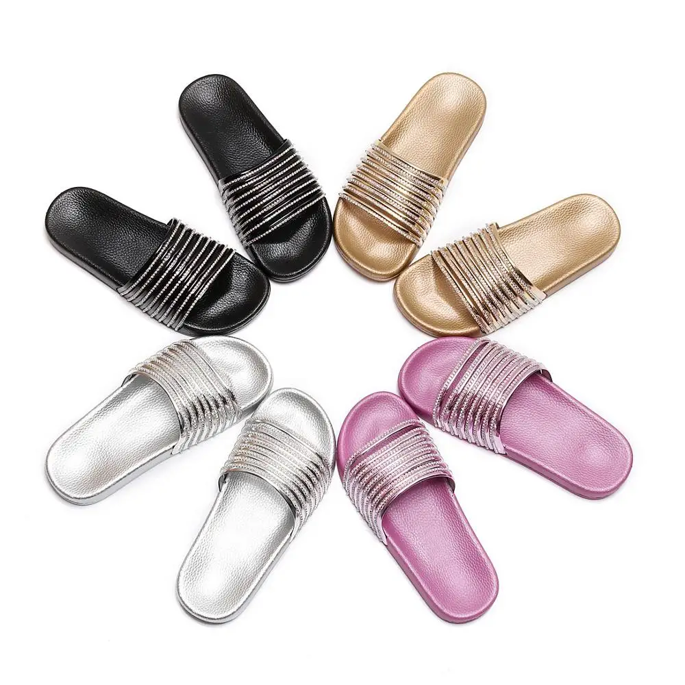 glitter-crystal-narrow-band-women-slippers-summer-outside-flat-creepers ...
