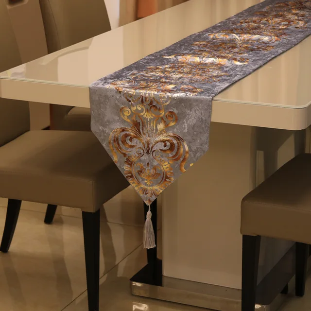 Luxury European-style Black Gold Table Runner Dining Table Cloth Hotel ...