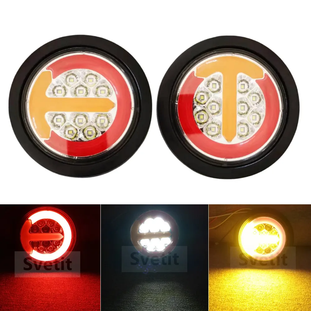 2Pcs LED Tail Lights Trailer Tractor Rear Light 12V 24V Truck ...