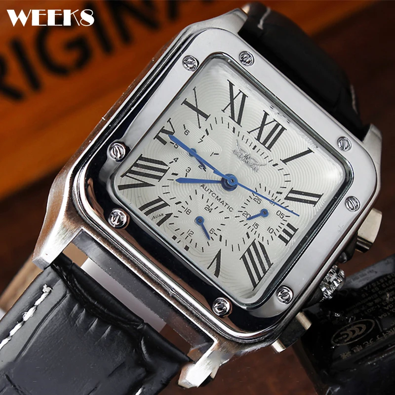 Rectangular Watch Mechanical | Mens Square Skeleton Watches - Classic ...