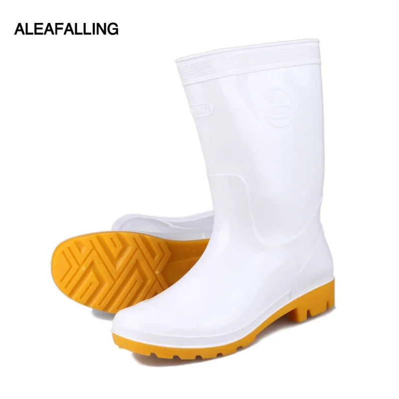 Aleafalling Kitchen Rain Boots Work Men White PU Unisex Waterproof ...
