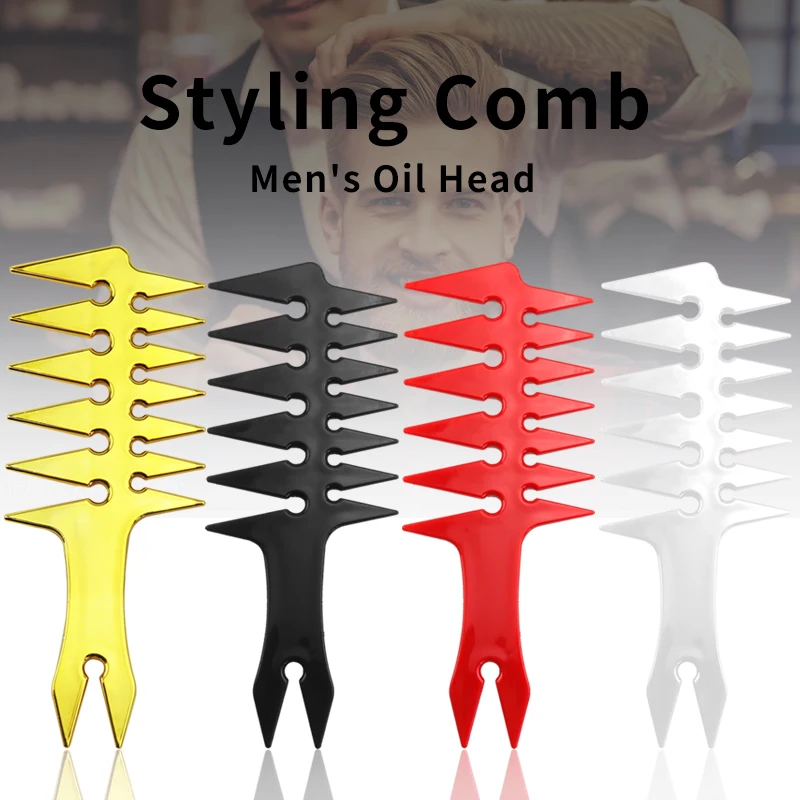 Men's Plating Gold Wide Tooth Fork Comb Retro Oil Head Styling Comb ...
