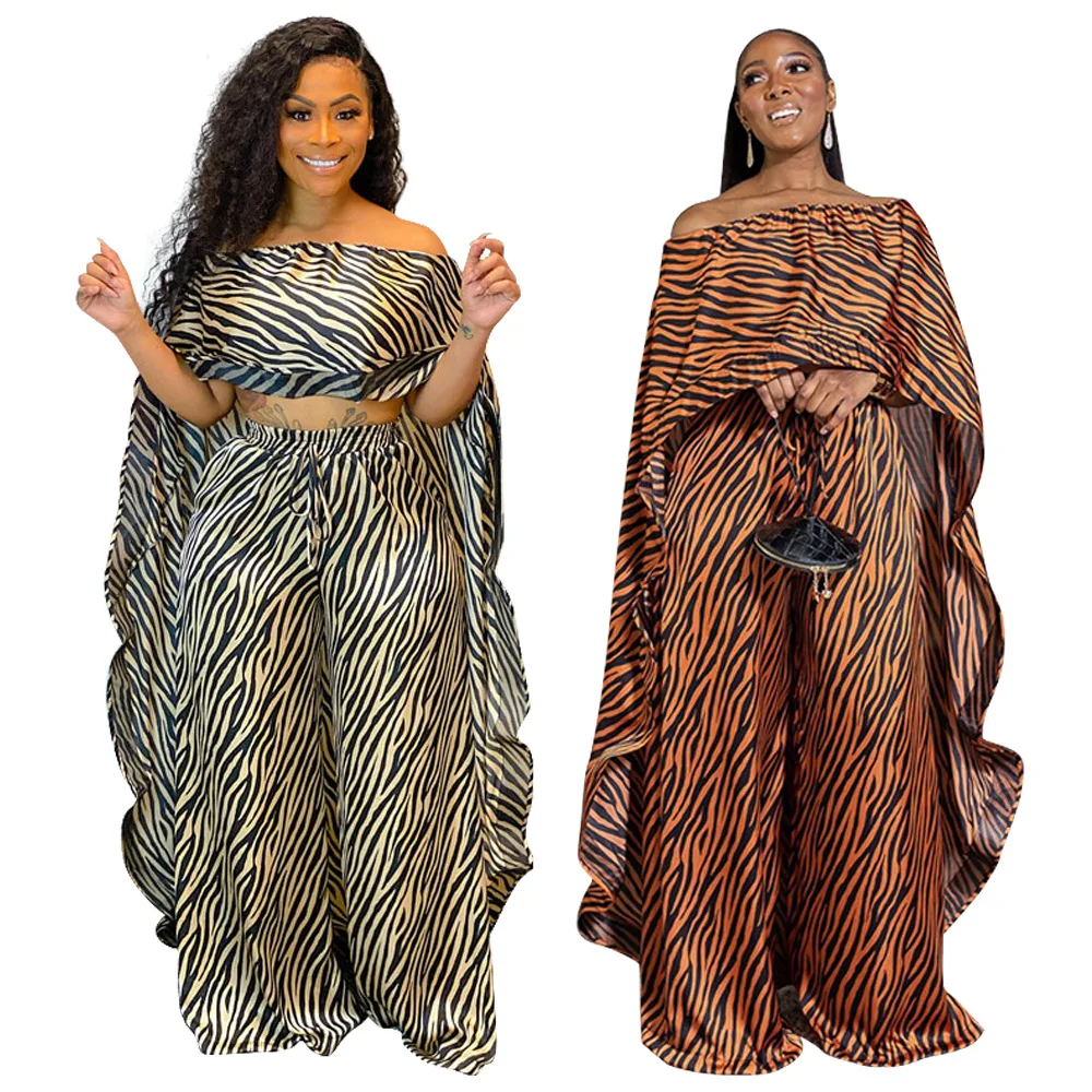 Fashion-Activewear-Zebra-Sweatsuit-Women-s-Set-Irregular-Cape-Cloak-and ...