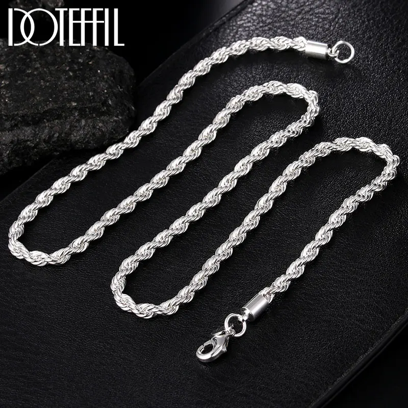 DOTEFFIL 925 Sterling Silver 16/18/20/22/24 Inch 4mm Twisted Rope Chain ...