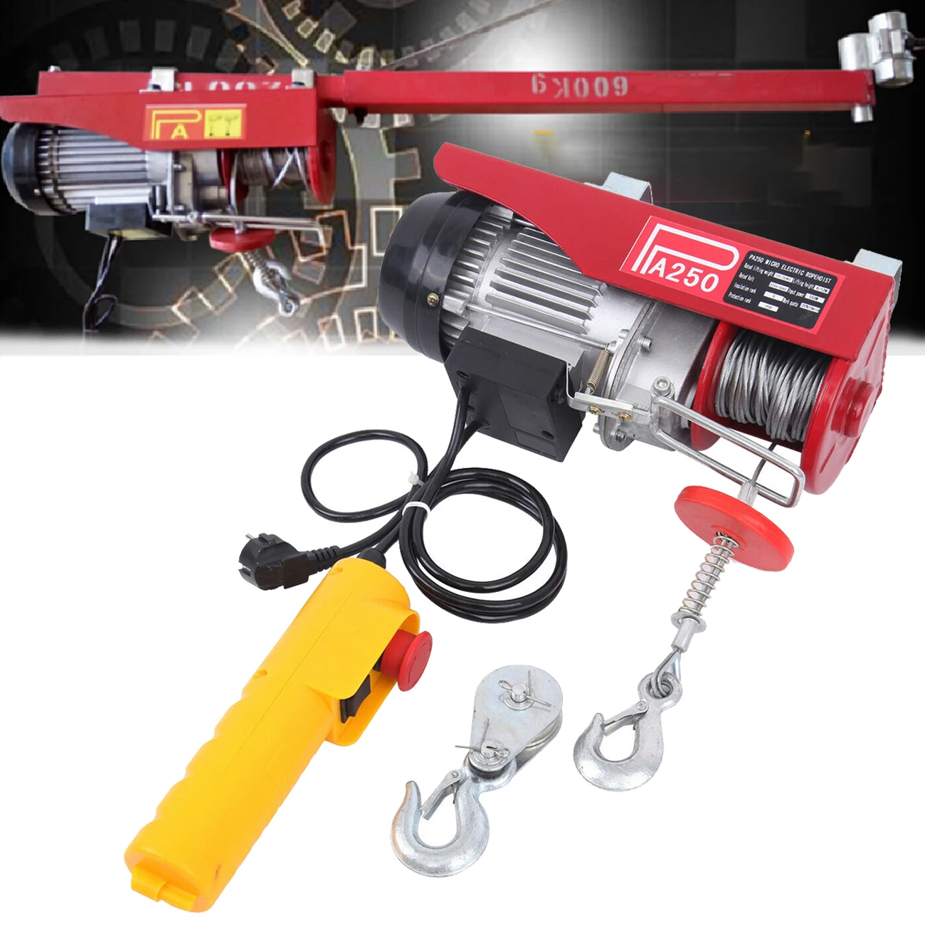 Samger Palan Électrique à Câble D.lique de 250kg, 12 m, avec Chariot de Levage Télécommandé 220V ...
