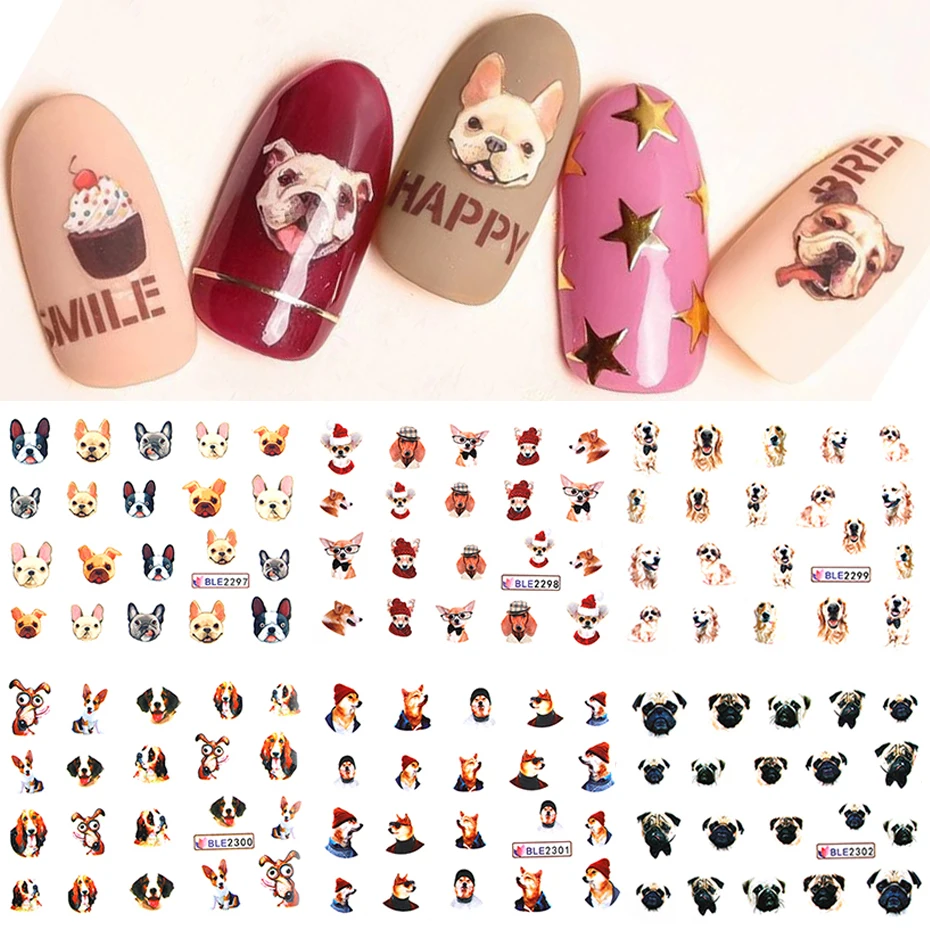 11pcs-Cartoon-Dog-Nail-Art-Sticker-Full-Wrap-Puppy-Animals-Transfer ...