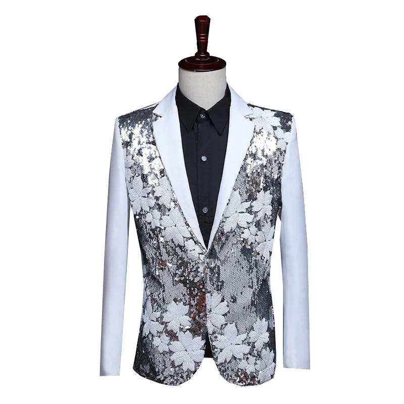 Stage Clothes for Singers Men New Men's Photo Studio Front Flower ...